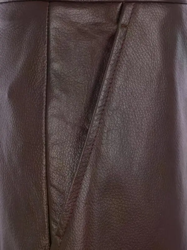 Max Mara Hammered Leather Pencil Skirt - Brown