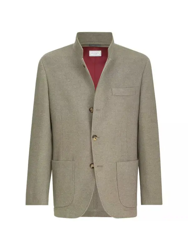 Brunello Cucinelli Lightweight Water-resistant Cashmere Blazer With Stand Collar