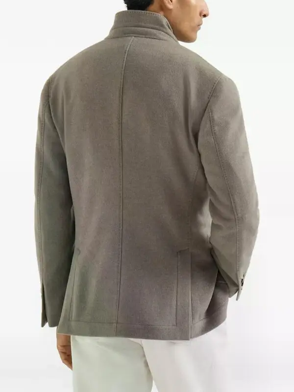 Brunello Cucinelli Lightweight Water-resistant Cashmere Blazer With Stand Collar