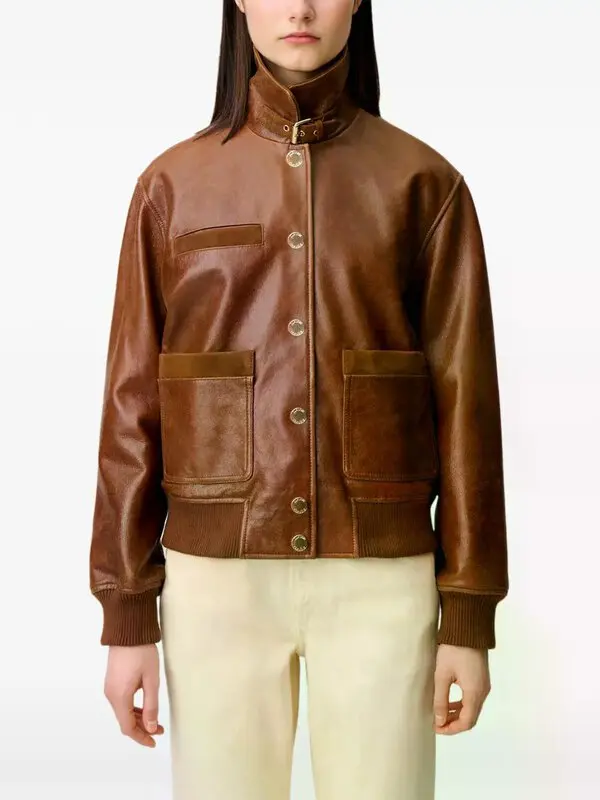 Claudie Pierlot Point-collar Leather Jacket