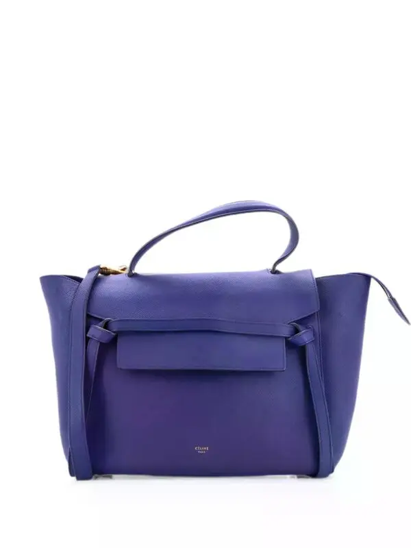 Celine Mini Belt Bag In Textured Leather - Blue