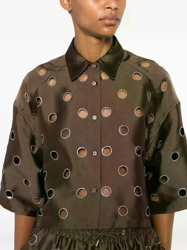 Sandro Embellished Satin Shirt