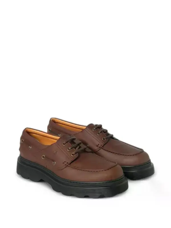 TOD'S Leather Chunky-sole Boat Shoes - Brown