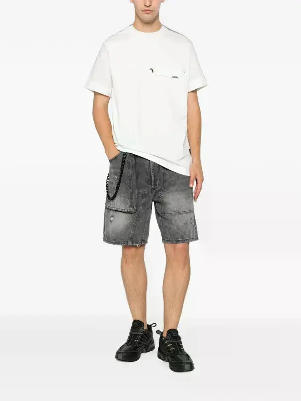YES LONDON Distressed Chain-detail Shorts