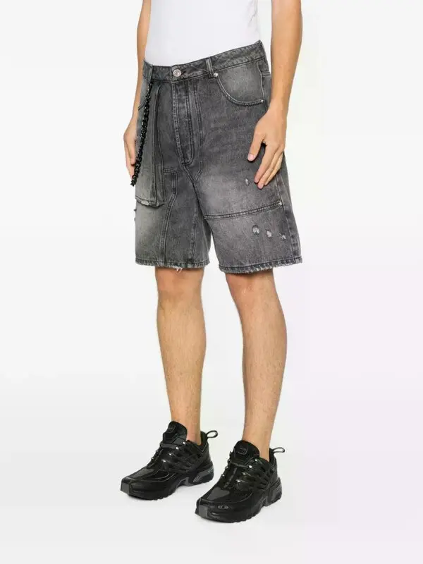 YES LONDON Distressed Chain-detail Shorts