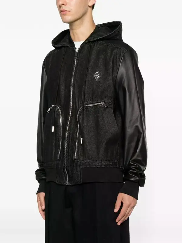 YES LONDON Contrast Sleeve Hooded Denim Jacket