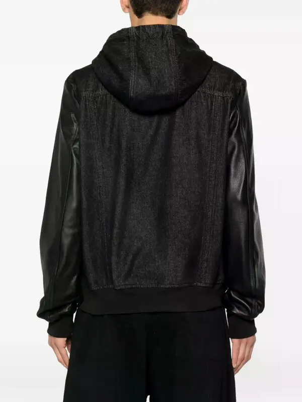 YES LONDON Contrast Sleeve Hooded Denim Jacket