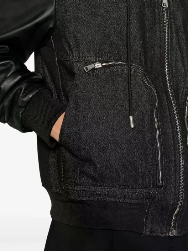 YES LONDON Contrast Sleeve Hooded Denim Jacket