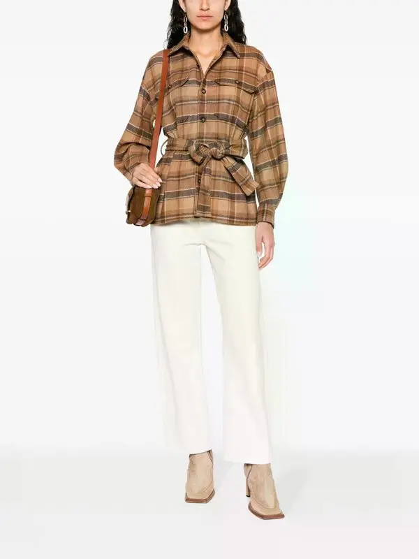 Polo Ralph Lauren Wool Blend Plaid Check Belted Shirt