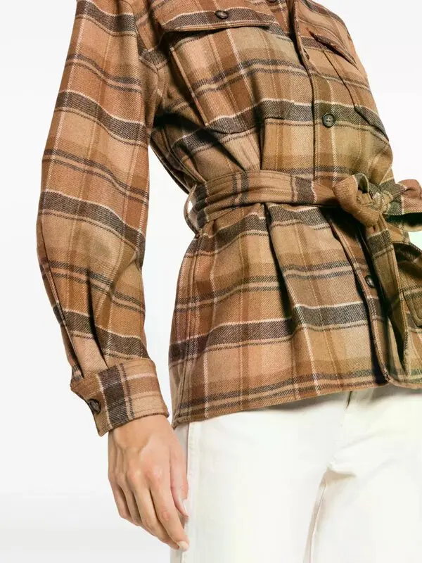 Polo Ralph Lauren Wool Blend Plaid Check Belted Shirt