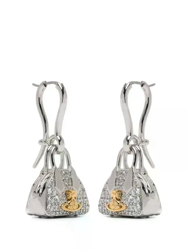 VIVIENNE WESTWOOD Orb-plaque Crystal-embellished Earrings - Silver