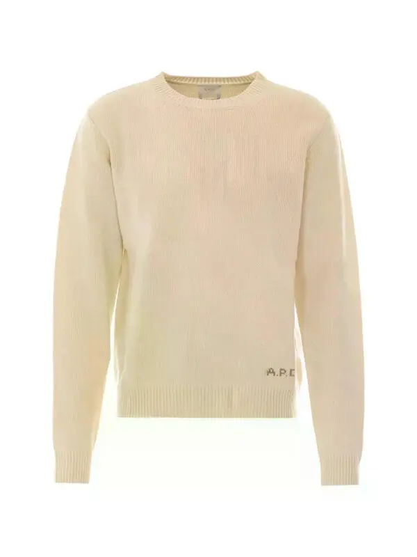 A.p.c. Logo-embroidered Wool Sweater - Neutrals