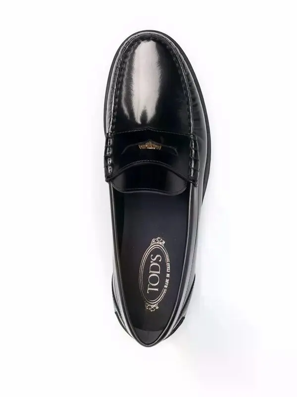 TOD'S Logo Plaque Leather Loafers
