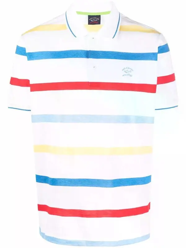 Paul & Shark Striped Short-sleeve Polo Shirt - White
