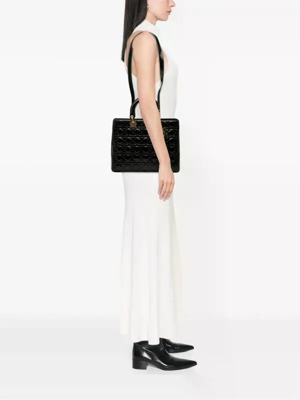 Dior Lady Patent Cannage Satchel - Black