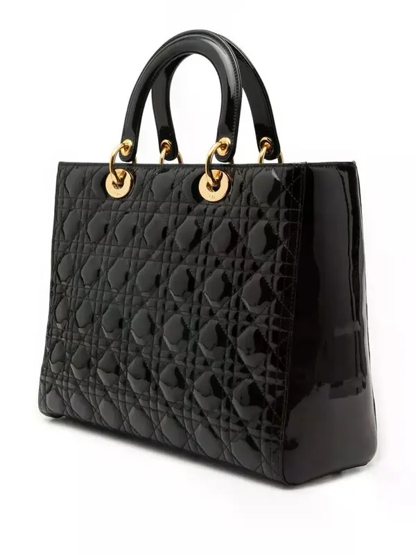Dior Lady Patent Cannage Satchel - Black