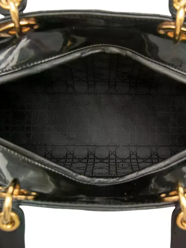 Dior Lady Patent Cannage Satchel - Black