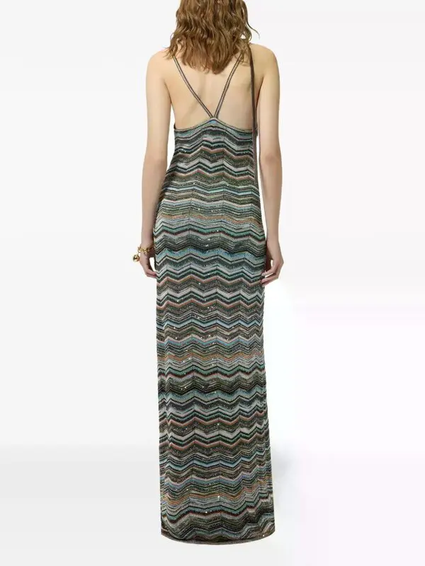 Missoni Zigzag Knit Sequin Embellished Dress