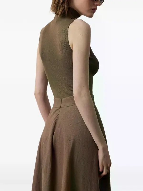 Ralph Lauren Ribbed Knit Mock Neck Tank Top - Brown