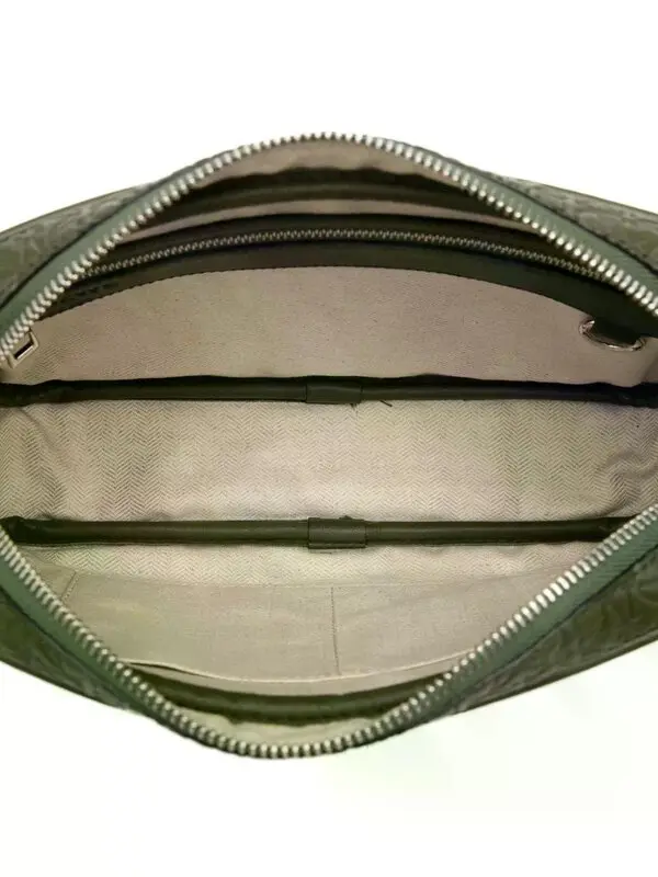 Loewe Embossed Anagram Leather Wristlet Pouch Clutch Bag - Green