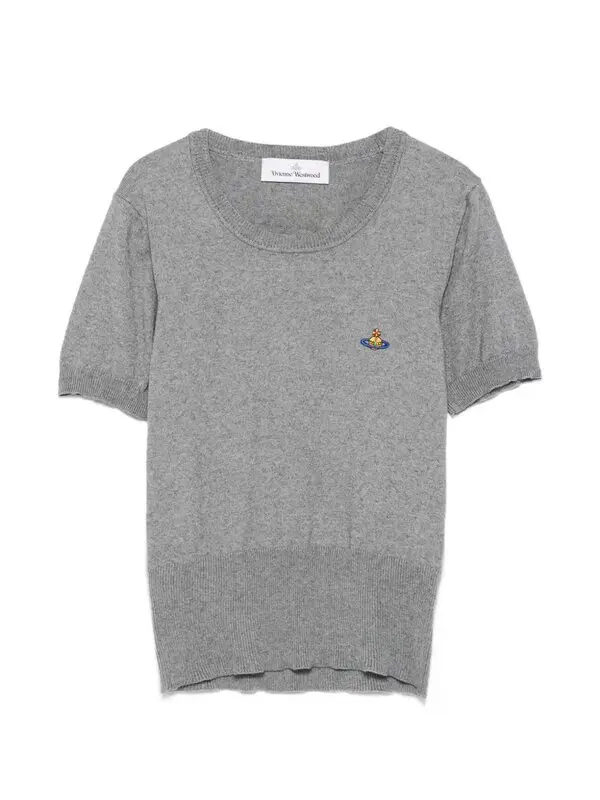 VIVIENNE WESTWOOD Bea Orb-embroidered Ribbed Top - Grey