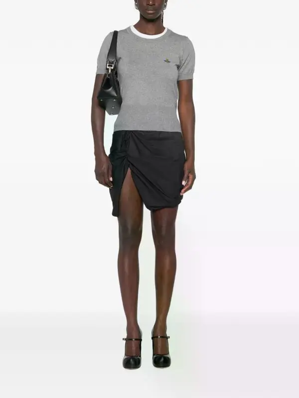 VIVIENNE WESTWOOD Bea Orb-embroidered Ribbed Top - Grey