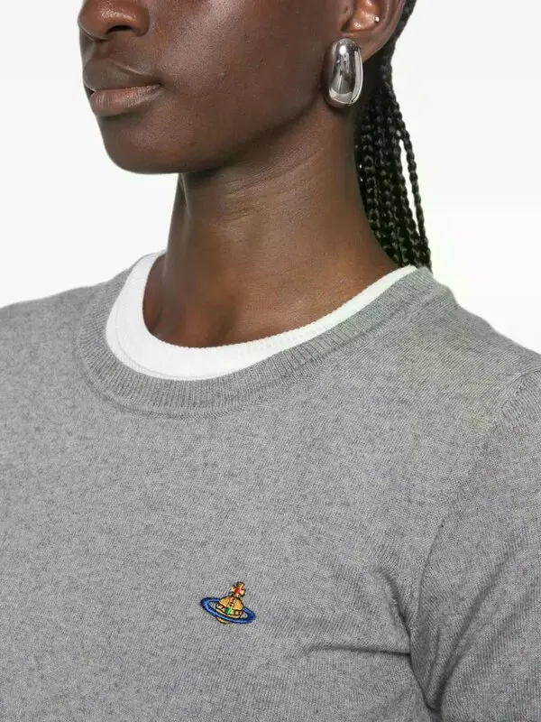 VIVIENNE WESTWOOD Bea Orb-embroidered Ribbed Top - Grey