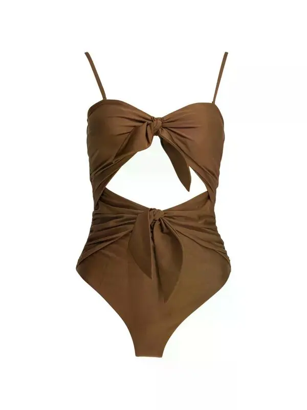Zimmermann Cut-out Bow-detail Swimsuit - Brown