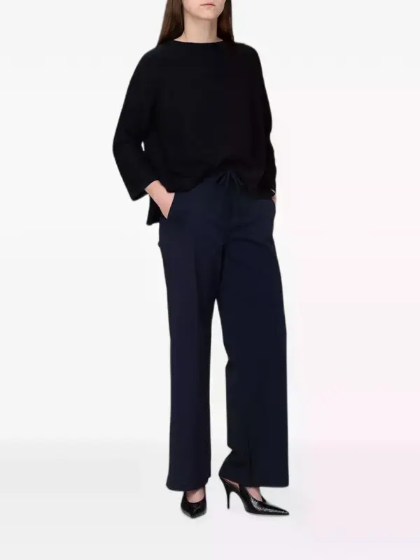 Max Mara Navy Stretch Jersey Drawstring Trousers