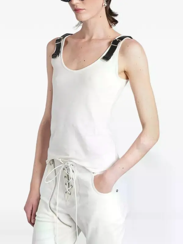 ANGELICA MONTINI Leather Buckle-strap Top