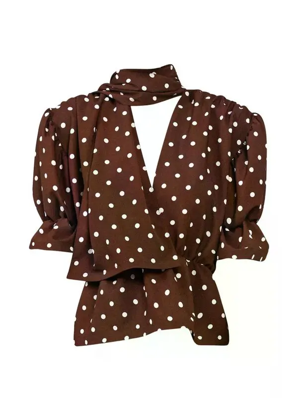 ROWEN ROSE Polka Dot Puffy Sleeve Shirt