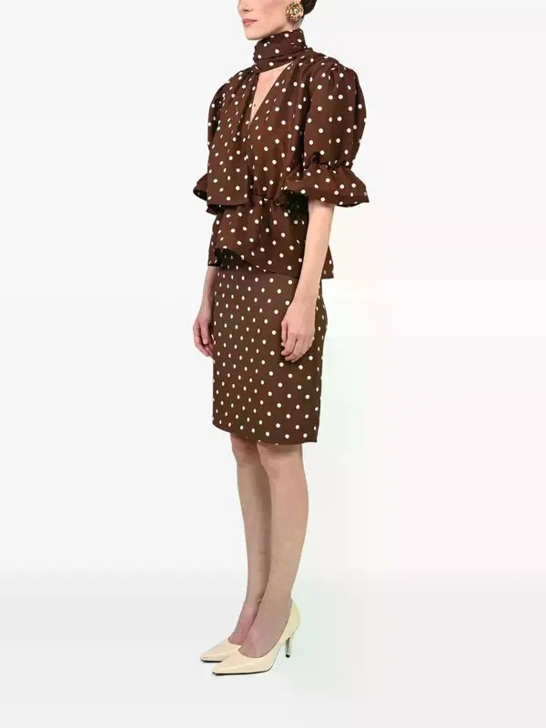 ROWEN ROSE Polka Dot Puffy Sleeve Shirt