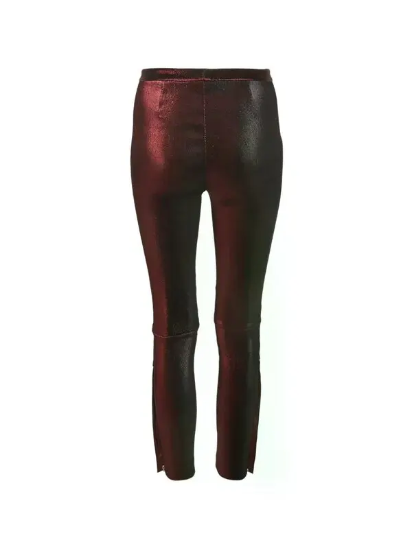 AREA Burgundy Lurex Knitted Straight-leg Trousers