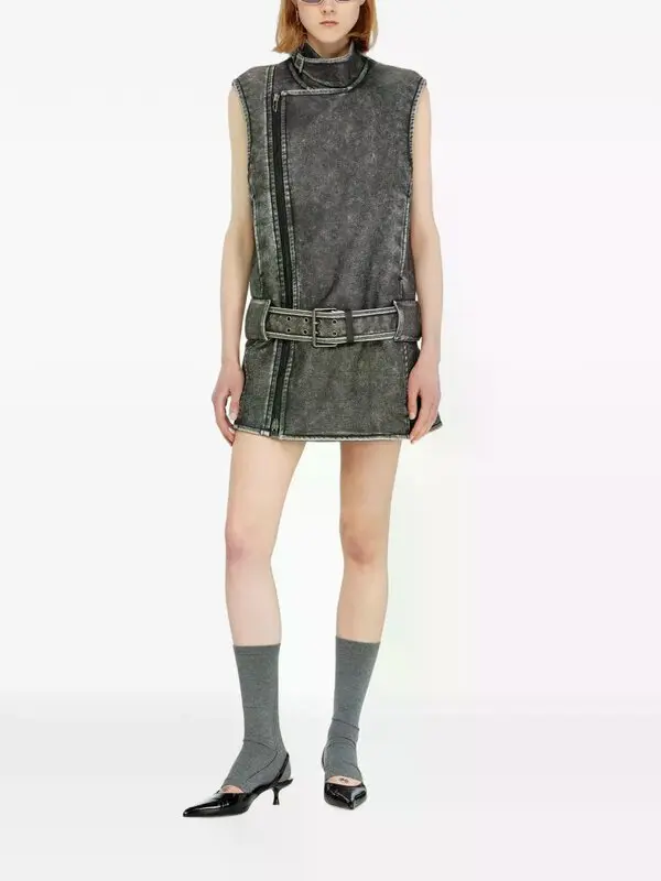 DIESEL® Biker-style Belted Mini Dress