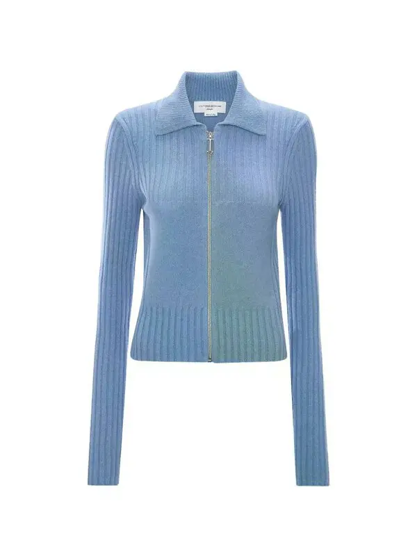 Victoria Beckham Ribbed Knit Zip-up Sweater
