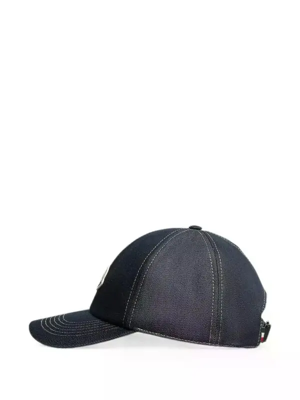 Moncler Denim Baseball Cap With Logo Patch - Blue