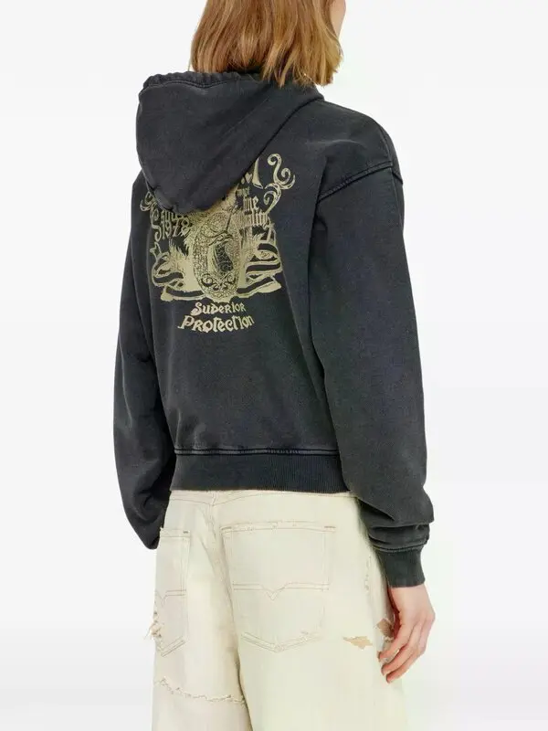 DIESEL® Hoodie With Graphic Prints And Rhinestone Embellishments