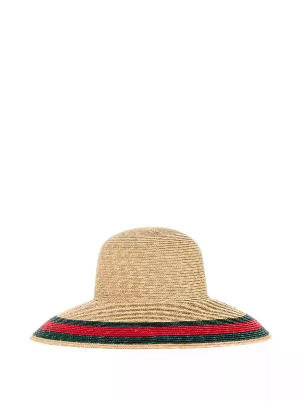 Gucci Web-stripe Woven Straw-effect Hat - Neutrals