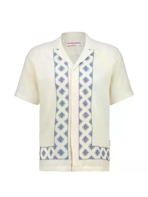 Orlebar Brown Carnival-embroidery Relaxed-fit Shirt - Neutrals