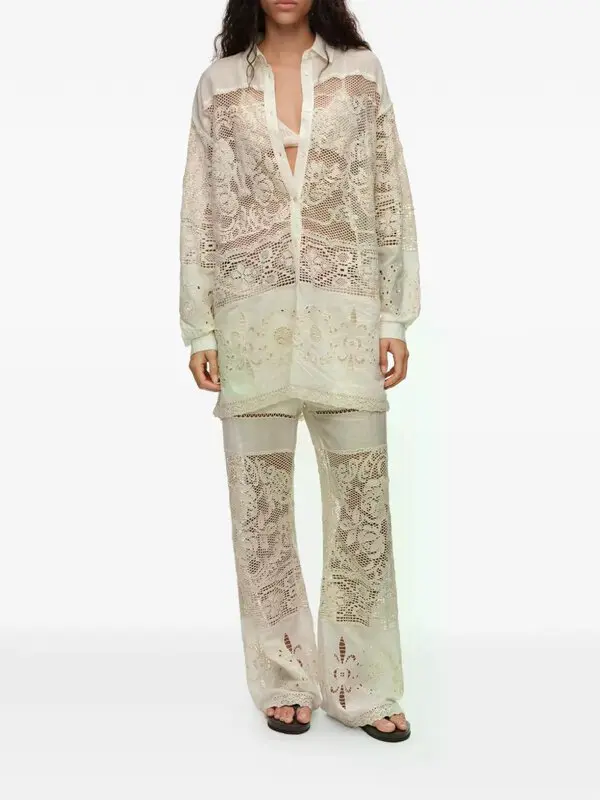 Bimba Y Lola Lace Embroidered Flared Trousers