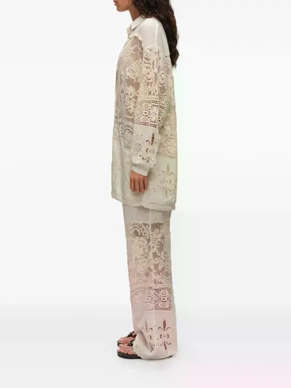 Bimba Y Lola Lace Embroidered Flared Trousers