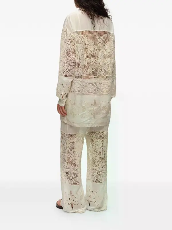 Bimba Y Lola Lace Embroidered Flared Trousers