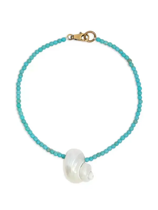 Bimba Y Lola Beaded Shell Pendant Necklace - Blue
