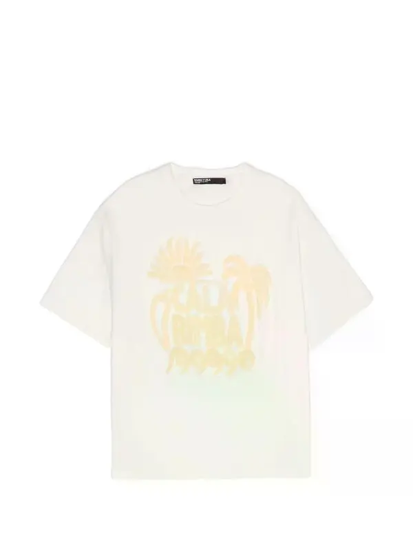 Bimba Y Lola Embroidered Logo Cotton T-shirt - Neutrals