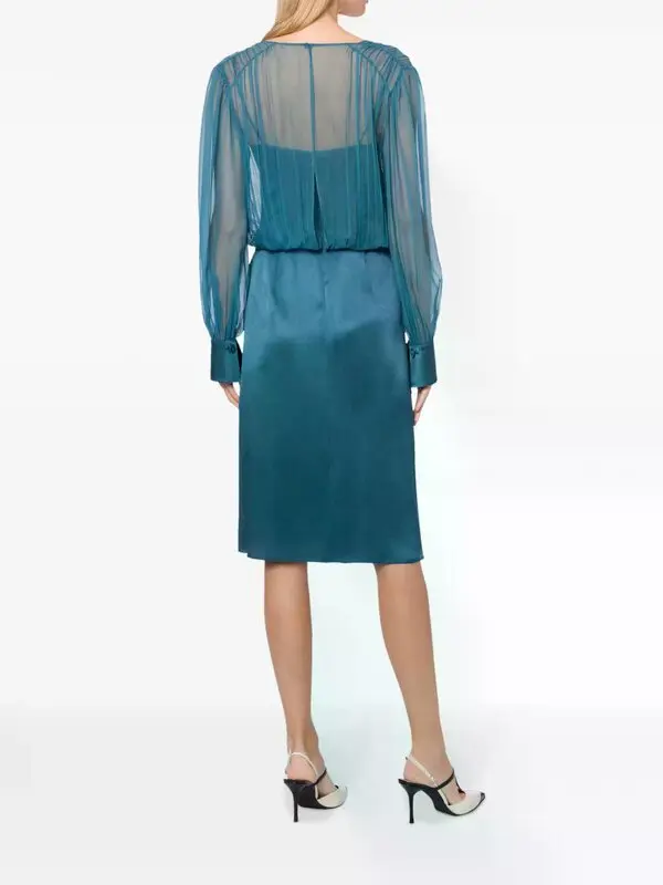 Alberta Ferretti Sheer Overlay Midi Dress