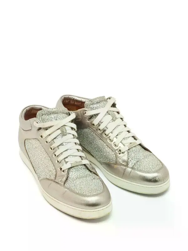 JIMMY CHOO Miami Glitter Leather Sneakers