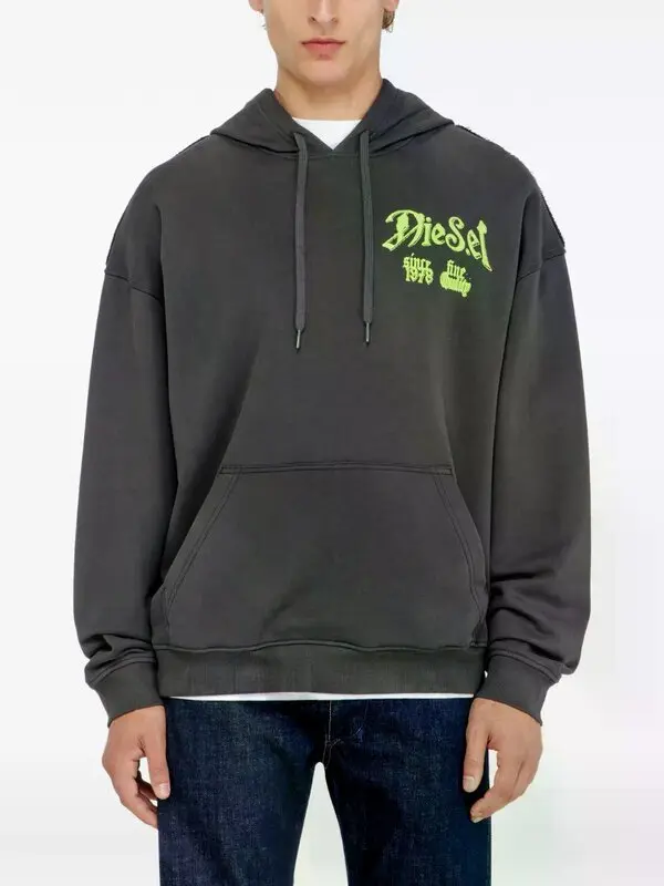 DIESEL® Cotton Hoodie With Flocked Graphics