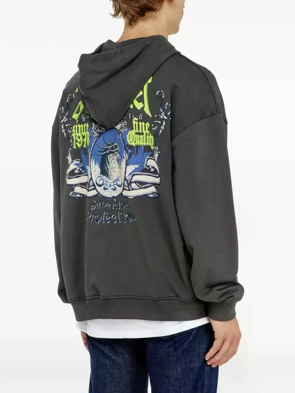 DIESEL® Cotton Hoodie With Flocked Graphics