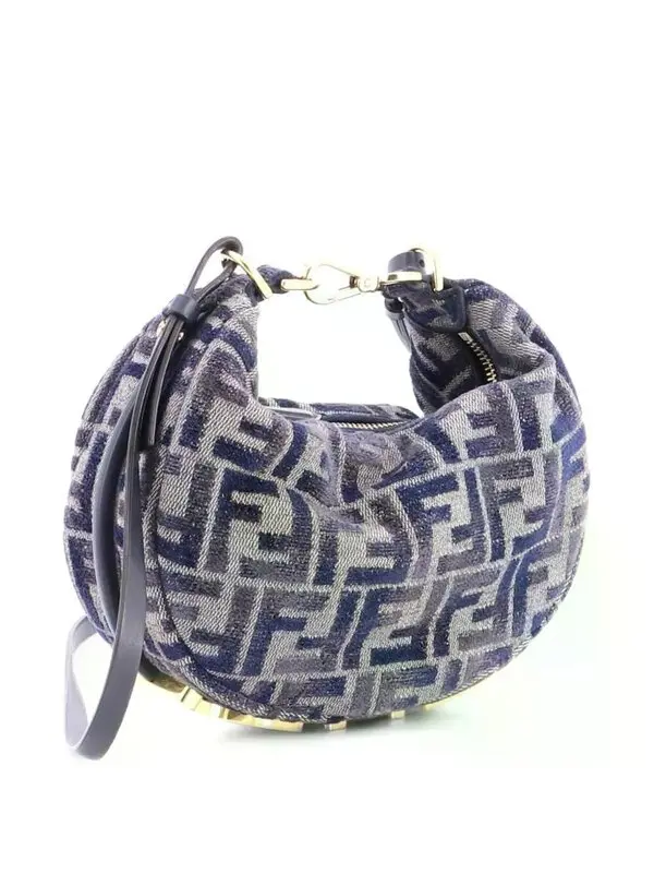 Fendi Zucca Canvas Mini Hobo Bag - Blue