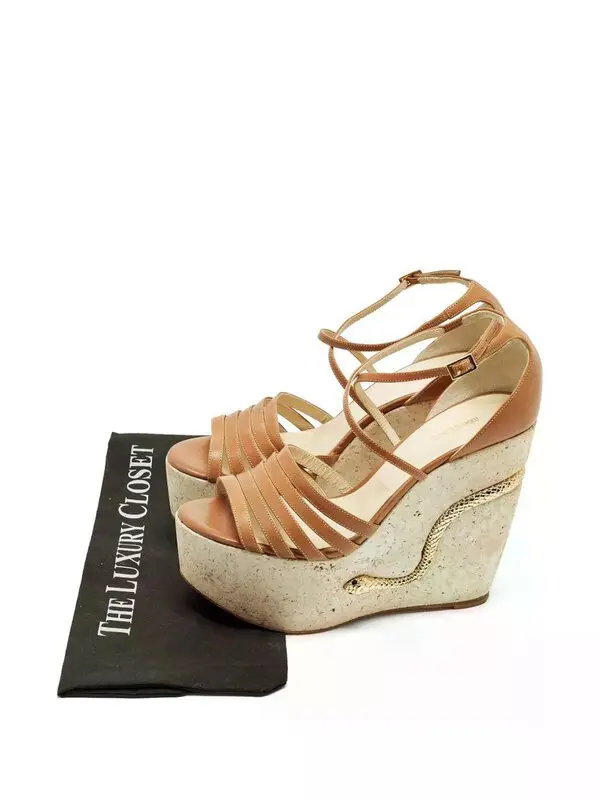 Roberto Cavalli Snake-embellished Wedge Sandals